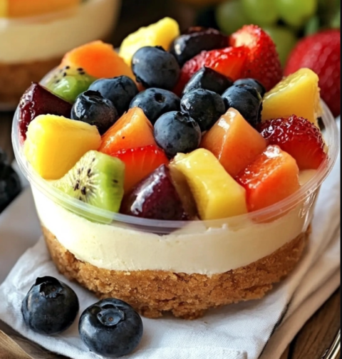 Fruit Salad Cheesecake – dynamicdishes.com