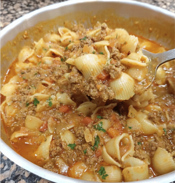 Mexican Shell Soup with Ground Beef – dynamicdishes.com
