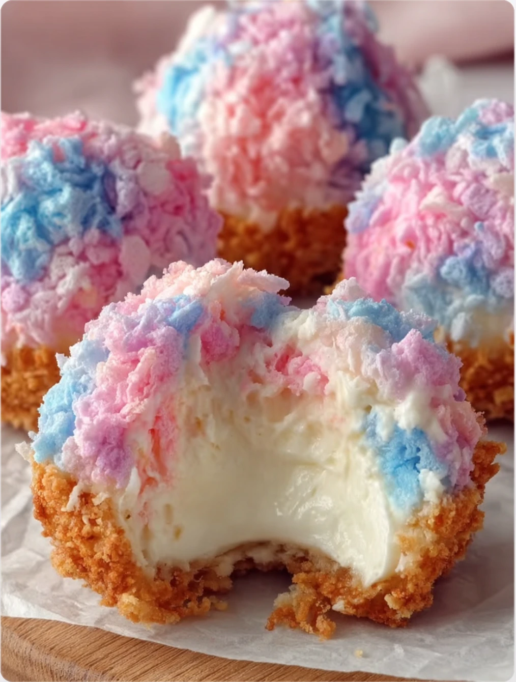 Crispy Cotton Candy Cheesecake Bombs Recipe – dynamicdishes.com